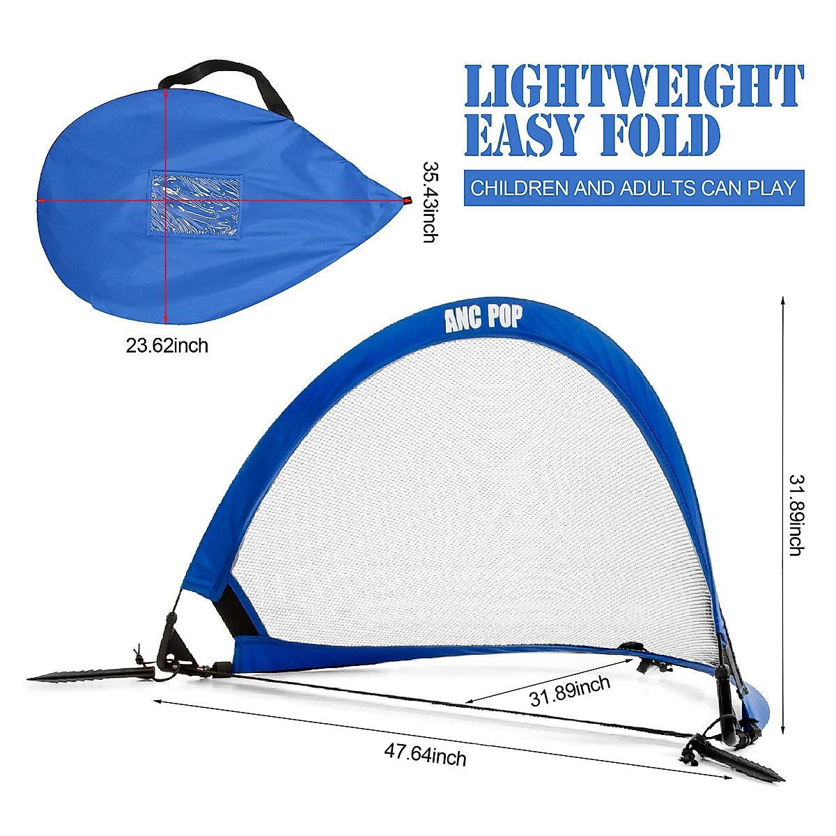 Portable Pop Up Soccer Goal Net Set for Kids or Adaults Trainning and Backyard Playing with Carrying Case, Training Cones and Target