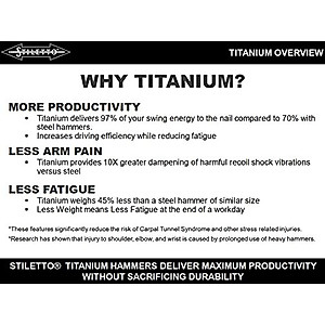 Stiletto TB3MC 15oz. Ti-Bone 3 Titanium Hammer with Milled Face, Curved Handle and New Improved Model Anti-rotational Face