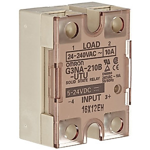 Omron G3NA-210B-UTU DC5-24 Solid State Relay, VDE Certified Model, Zero Cross Function, Yellow Indicator, Phototriac Coupler Isolation, 10 A Rated Load Current, 24 to 240 VAC Rated Load Voltage, 5 to 24 VDC Input Voltage