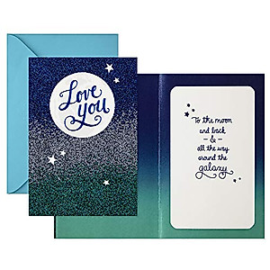 Hallmark Love Card, Love You to The Moon (Anniversary Card or Birthday Card), 499RZB1327