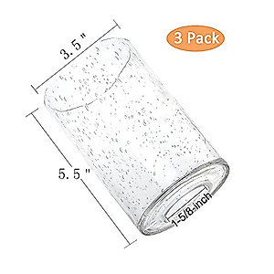 Voguad Seeded Glass Lamp Shade 3 Pack, Clear Cylinder Glass Shade for Light Fixture Replacement Globe for Pendant Light Wall Sconce Chandelier, 1 5/8 inch Fitter