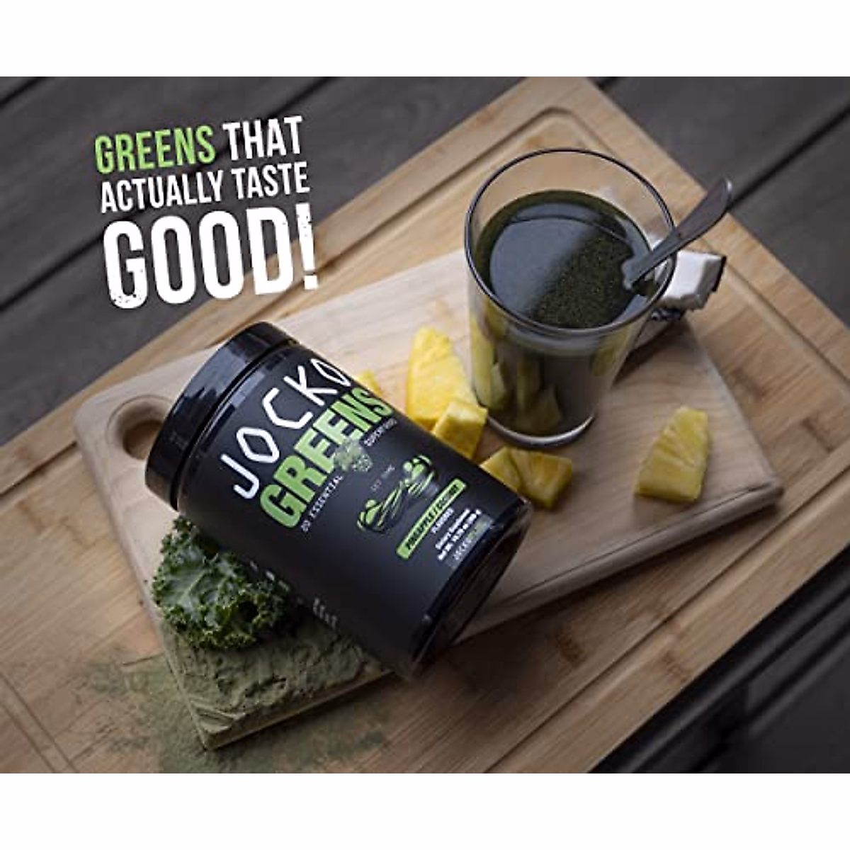 Origin Jocko Greens Powder - Greens & Superfood Powder for Healthy Green Juice - Keto Friendly with Spirulina, Chlorella, Digestive Enzymes, & Probiotics - 30 Servings (Pineapple/Coconut Flavor)