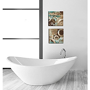 Decor Well Modern Abstract Teal and Brown Canvas Art Modern Prints Stretched for Home Decor