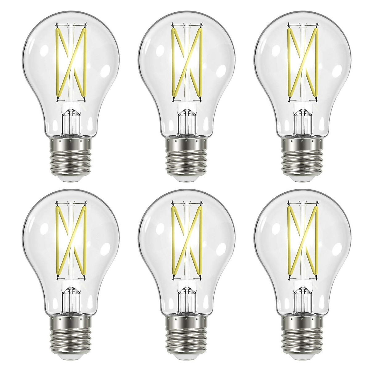 Satco S12414-8 Watt LED A19; Clear Bulb 2700K (6 LED Light Bulbs)