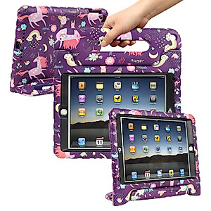 HDE Case for iPad 9.7 inch 2018/2017 Kids Shockproof Bumper Hard Cover Handle Stand with Built in Screen Protector for Apple Education 6th / 5th Generation