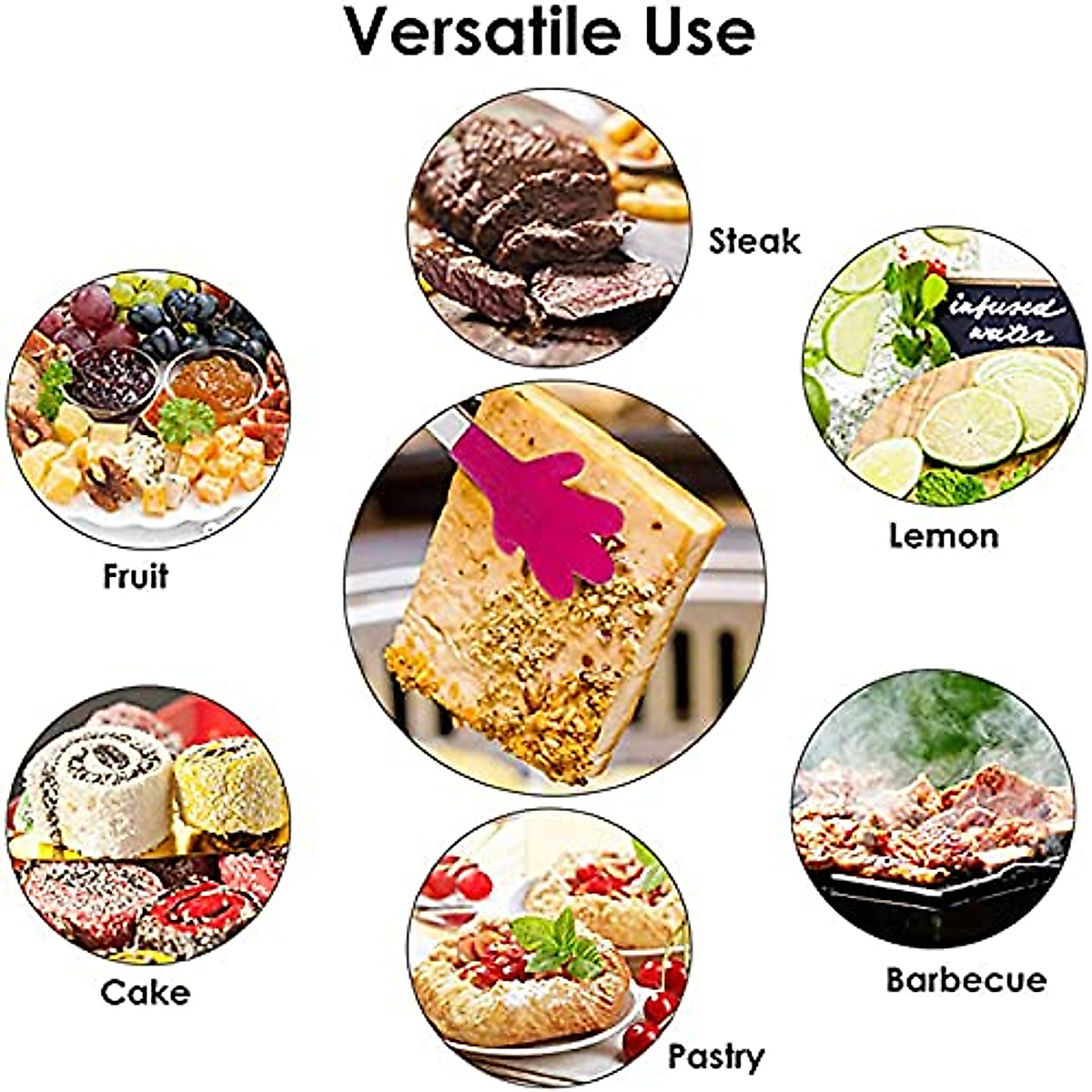 YUSDEE Kitchen Cooking Tongs 7.1inch Mini Stainless Steel clamp With Hand-Shaped Silicone Head Used For Home Cooking Wil Garden Barbecue Grilling Locking Food Tongs (Light Blue)