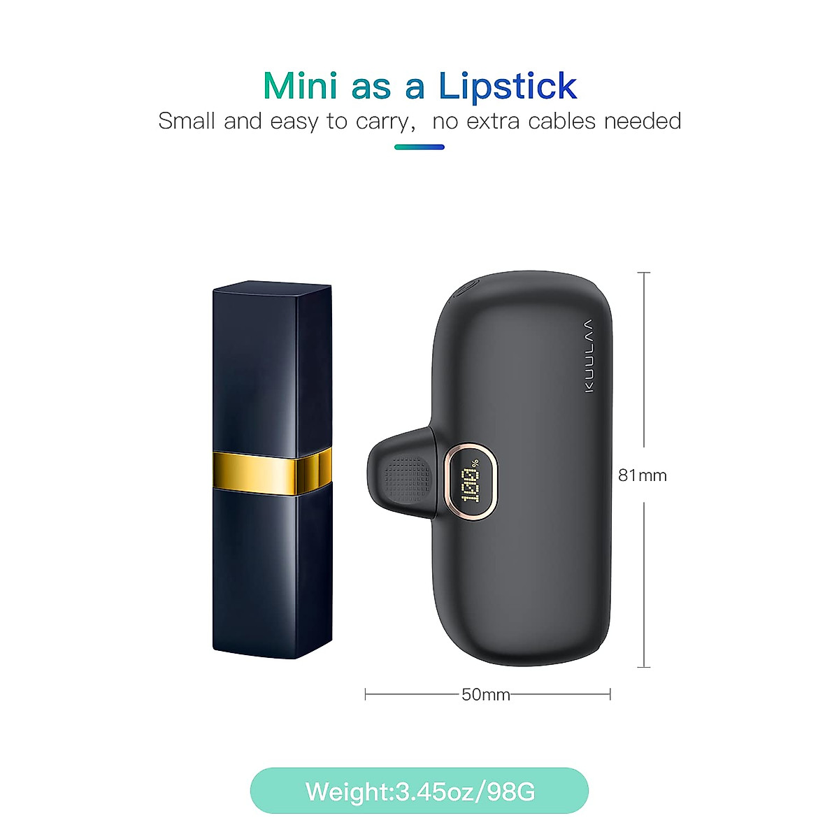 Kuulaa USB C Power Bank Fast Charging, 5000mAh Plug-in Portable Charger & Type C Input/Output Battery Pack 26800mAh