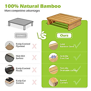 OasisCraft One Step Stool 4 Inch, Bamboo Platform Safety Step for Elderly, Mobility Half Step Stool Portable Step Riser, Stepping Stool Foot Stool for Stairs, Cars, Bedside, Bathroom, Kitchen (450 Lb)