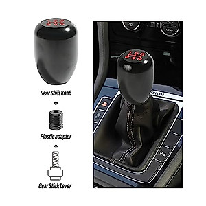 ESEWALAS Gear Shift Knob,5 Speed Manual Gearbox Shift Knob,Car Modification Manual Knob Gear Shift Head Shifter,M12x1.25 Screw On Aluminum,Manual Gear Shift Knobs Replacement Fit(Black)