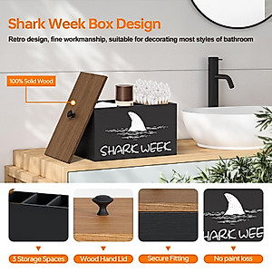 Tampon Holder For Bathroom, Tampon Storage Container,Feminine Product Organizer,Removable Organizer，Shark Week Wood Box With Lid, Tampon Organizer，Christmas Gifts for Mom and Female Friends (Black)