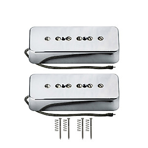 FLEOR Alnico 5 Single Coil Pickup Soap Bar Pickups Chrome P90 Neck & Bridge Pickup Set