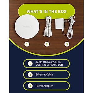 Tablo 4th Gen 2-Tuner Over-The-Air (OTA) DVR - Watch, Pause & Record Live TV, News, Sports & Movies Throughout Your Home Over Wi-Fi - Pairs w/Any TV Antenna - 50+ Hrs Recording - No Subscriptions
