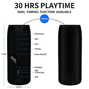 Bluetooth Speakers,MusiBaby M88 Speakers Bluetooth Wireless,Portable Bluetooth Speakers,Dual Pairing, Bluetooth 5.0,Loud Stereo Sound,Booming Bass,30H Playtime for Home& Outdoor Party,Beach (Black)