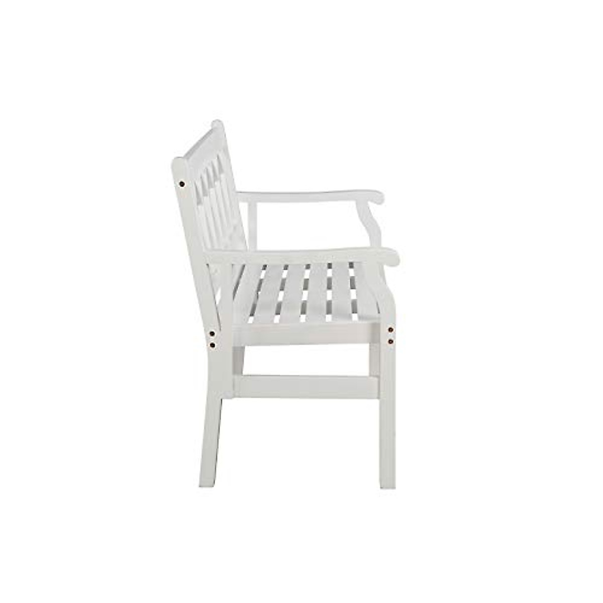 Pebble Lane Living All Weather Outdoor Exclusive Elegant Hardwood 2 Seater Park Bench with Arms and Back, 48" L x 24" W x 35.5" H, White