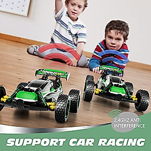 Tecnock RC Racing Car, 2.4GHz High Speed Remote Control Car, 1:18 2WD Toy Cars Buggy for Boys & Girls with Two Rechargeable Batteries for Car, Gift for Kids