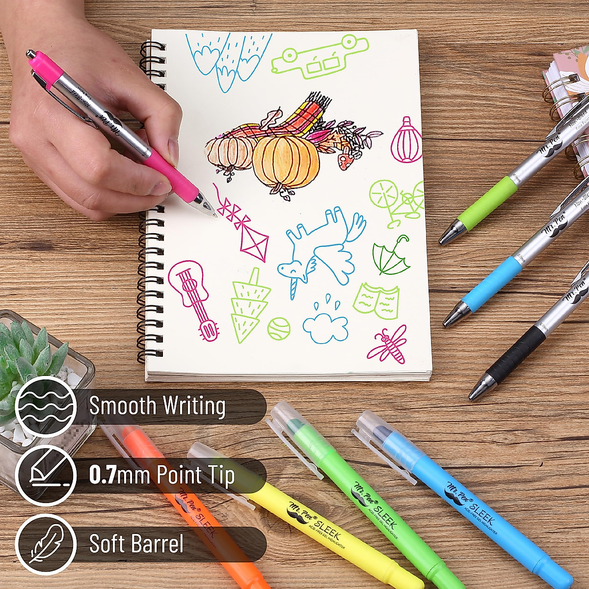 Mr. Pen- Bible Highlighters and Pens No Bleed, 8 Pack, Bible Journaling Kit, Bible Pens No Bleed Through, Gel Highlighters, Bible Markers No Bleed Through, Bible Study Kit, Christian Gifts