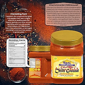Rani Extra Hot Chilli Powder Indian Spice 16oz (1lb) 454g PET Jar ~ All Natural | Salt-Free | Vegan | No Colors | Gluten Friendly | NON-GMO | Kosher | Indian Origin