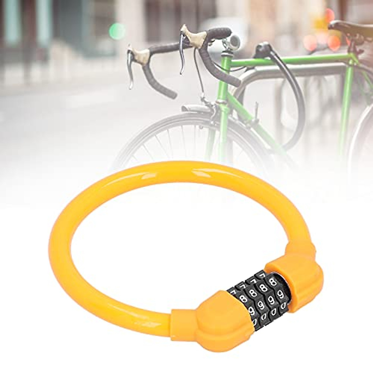 SALALIS Bike Lock, Wear-Resistant Sturdy and Durable Bike Cable Lock Convenient to Carry Waterproof and Dustproof for Cycling(Orange)