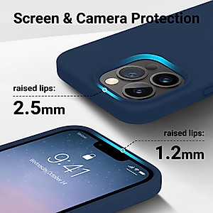 AOTESIER Compatible with iPhone 13 Pro Max 6.7 inch, Silky Touch Premium Soft Liquid Silicone Rubber Anti-Fingerprint Full-Body Protective Flexible Bumper Case, Navy Blue