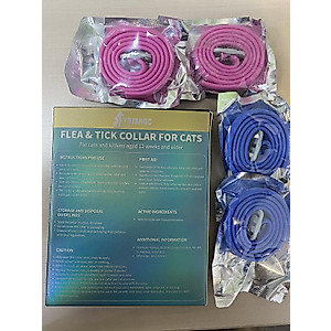 4 Pack Flea Collar for Cats, 32 Months Flea and Tick Prevention for Cats, Waterproof Cat Flea Collar, Natural Cat Flea and Tick Treatment, Adjustable Flea and Tick Collar for Cats Kittens(Blue&Pink)