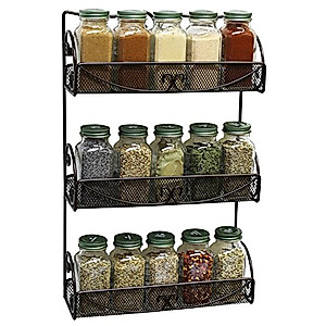 DecoBros 3 Tier Wall Mounted Spice Rack, Bronze