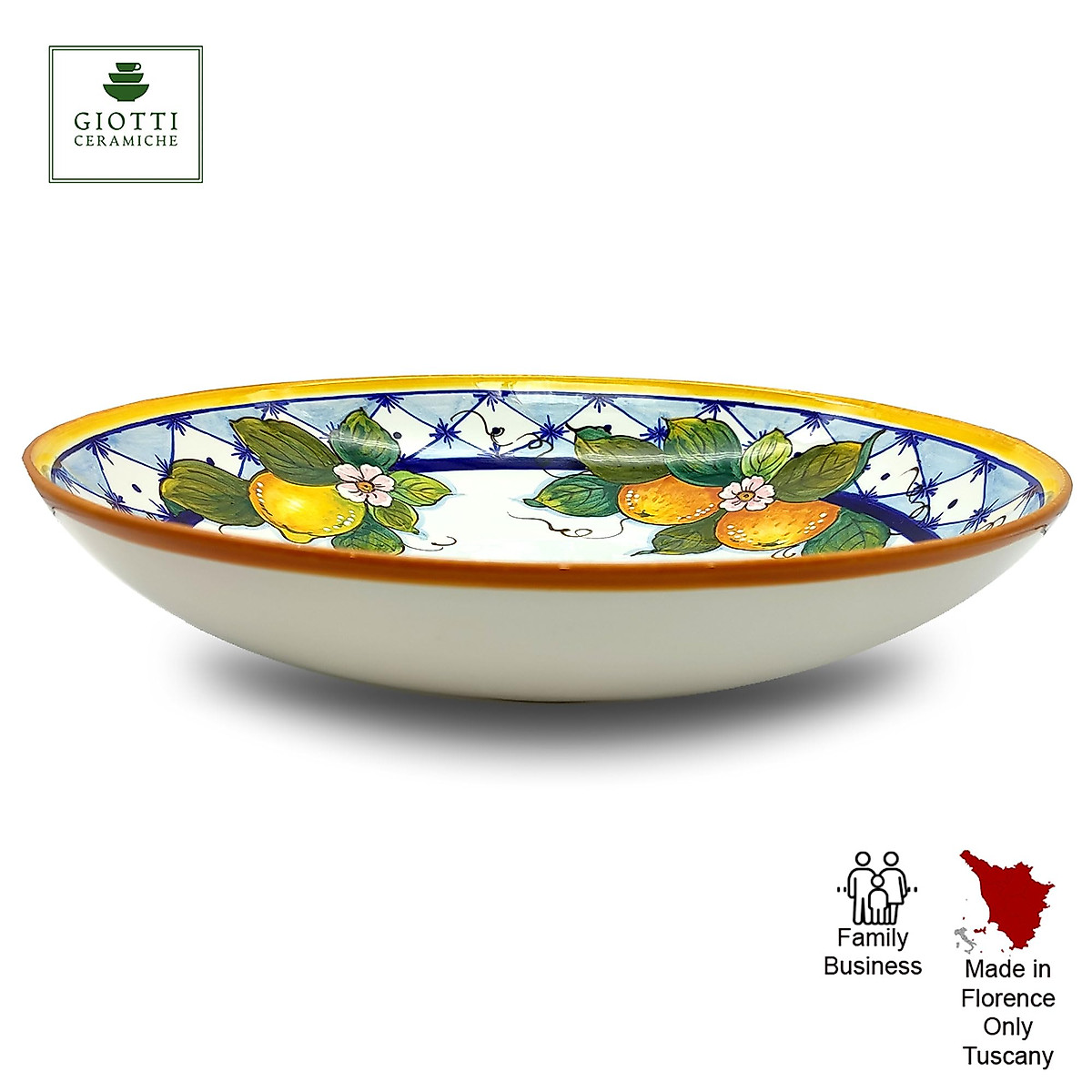 X Large Ceramic Bowl for Kitchen - Italian dinnerware pasta bowl - Platter serving tray - Hand painted Tuscan pottery bowls - Made in Italy plates set - Ceramics salad tuscan soul pottery