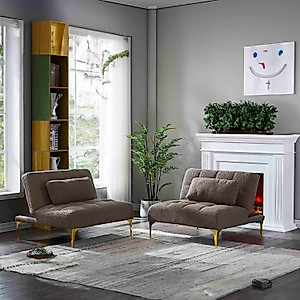 Convertible Sofa Bed, Modern Sleeper Couch with Adjustable Back/Metal Legs/Pillows, Folding Upholstered Loveseat, Sectional Sofa, Memory Foam Living Seat for Apartment/Office/Multi-Functional (Taupe)