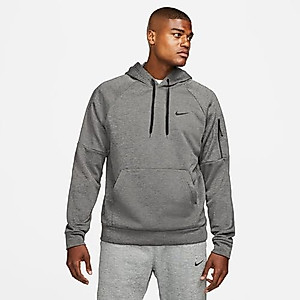 Nike Men's Therma Hooded Fitness Pullover, Charcoal Heathr/Dark Smoke Grey/Black