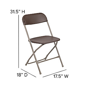 EMMA + OLIVER Folding Chair - Brown Plastic - 4 Pack 650LB Weight Capacity Comfortable Event Chair - Lightweight Folding Chair