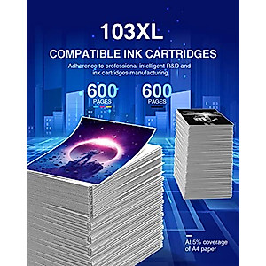 LC103 LC101 Ink Cartridges Replacement for Brother LC103XL LC101XL Ink Cartridges, for Brother MFC-J870DW MFC-J6920DW MFC-J6520DW MFC-J450DW MFC-J470DW (2 Black, 1 Cyan, 1 Magenta, 1 Yellow, 5 Pack)