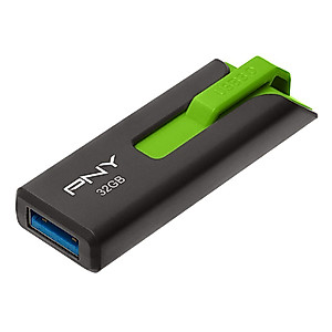 PNY Elite Prime USB 3.0 Flash Drive, 32GB, Gray/Green (P-FD32GEL-GE)