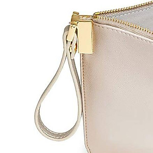 KATIE LOXTON Bride Womens Vegan Leather Secret Message Pouch Clutch Metallic White