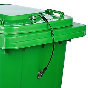 KKzozs Trash can lid Lock,Garbage can Locks for Animals 1-Pack Universal Semi-Automatic Trash can Lock Strong Wire Rope Protects Against Small Creatures Including Raccoons, Squirrels, and high Winds