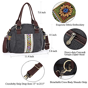 Women Canvas Top-Handle Handbag, Vintage Heavy-duty Crossbody Bag Tote Handbag