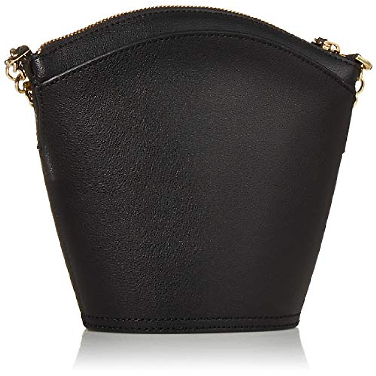 Calvin Klein Statement Series Lock Daytonna Leather North/South Top Zip Crossbody, Black/Gold