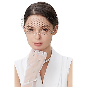 BABEYOND Hairband Vintage Veil Headband Tea Party Fascinator Veil for Women (Black)