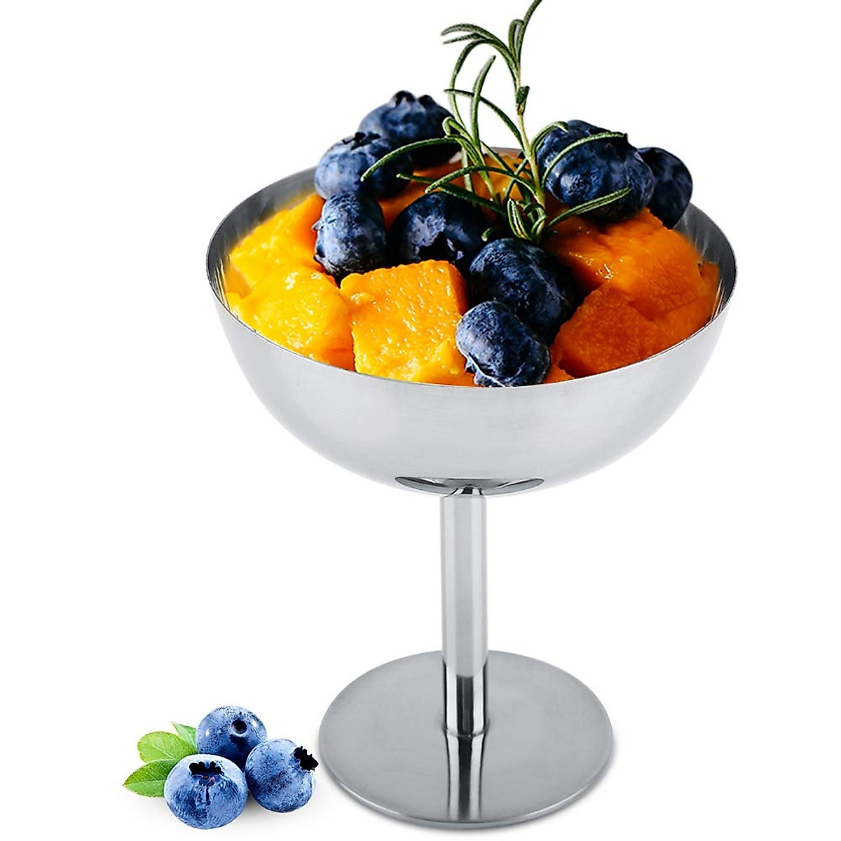 Ice Cream Cups Dessert Dish Stainless Steel Sundae Bowls for Salad Fruit Pudding(Tall)