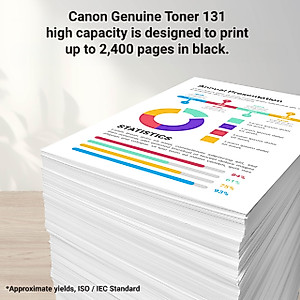 Canon Genuine Toner, Cartridge 131 Black, High Capacity (6273B001), 1 Pack Color imageCLASS MF8280Cw, MF624Cw, MF628Cw, LBP7110Cw Laser Printer, Model Number: 131 Black High Capacity