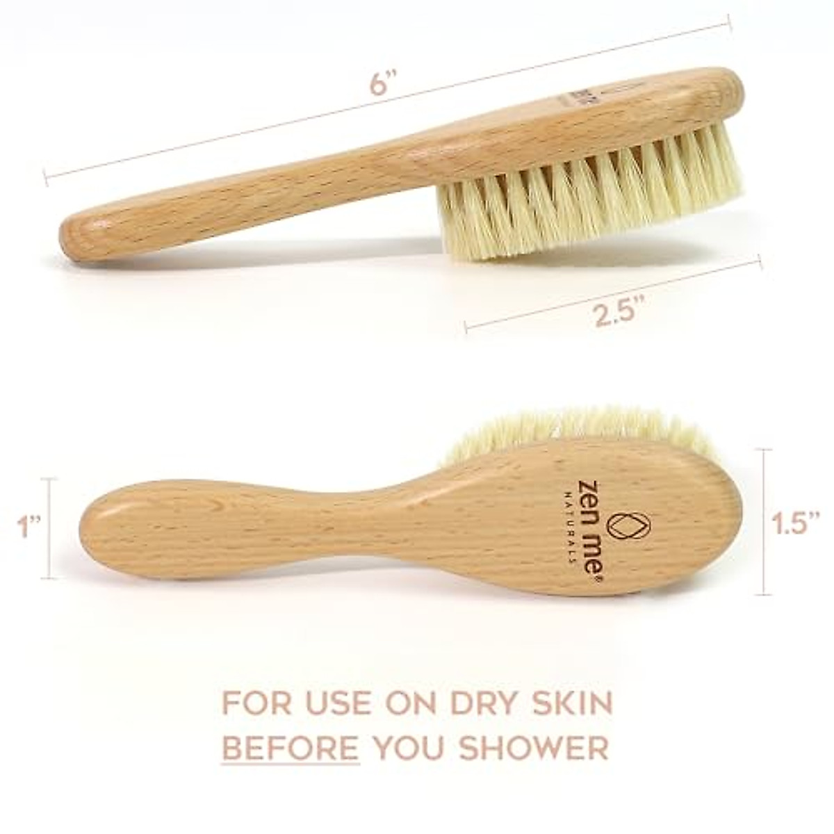 Dry Brush for Face for Smooth Radiant Skin by Zen Me, Natural Face Exfoliator Tool to Unclog Pores, Promote Lymph Flow & Reduce Swelling, Facial Brush with Natural Boar Bristles & Polished Wood Handle