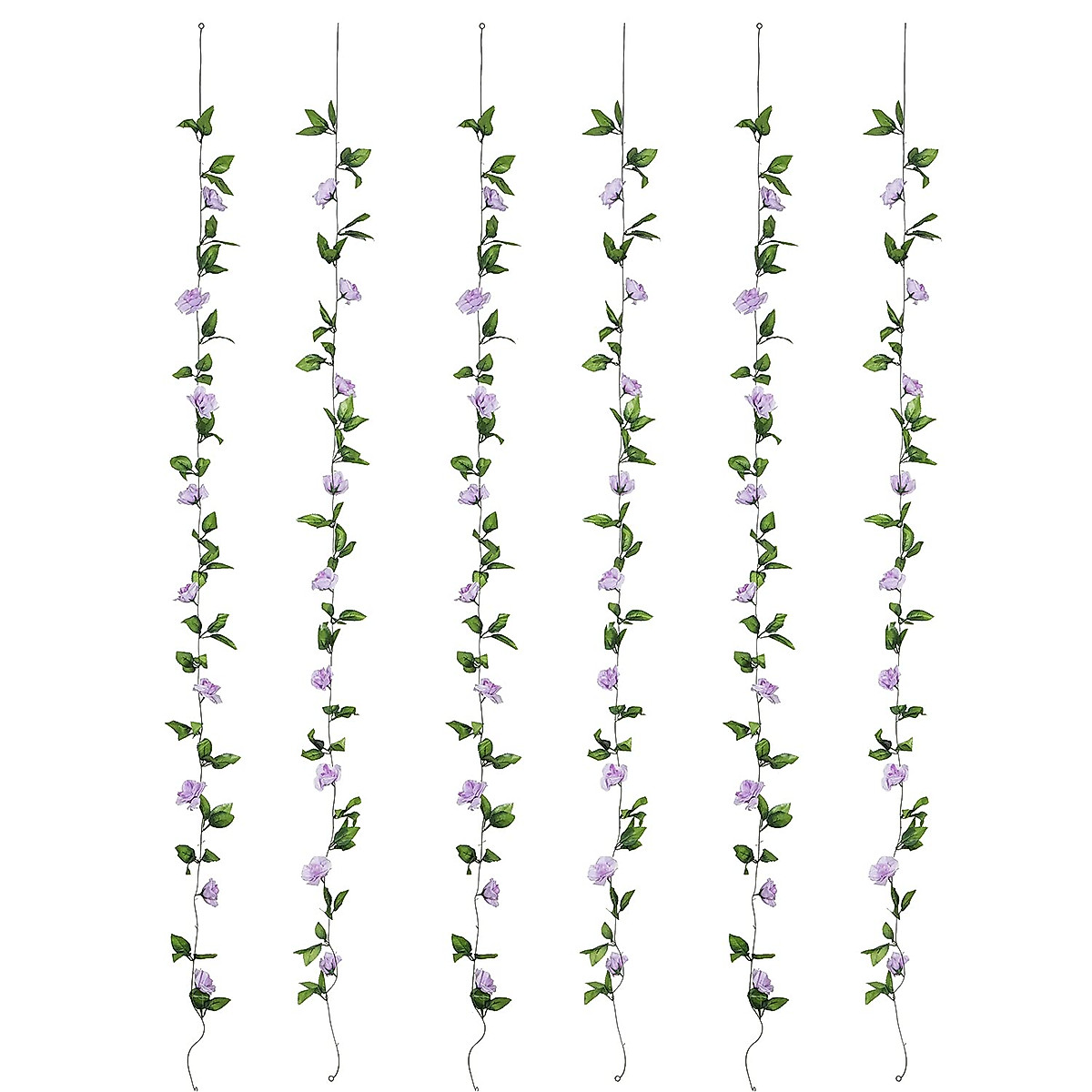 MOASIS 6 Pack 47 FT Artificial Plastic Silk Flowers Hanging Vines Colorful Lifelike Rose Ivy Home Hotel Office Wedding Party Garden Craft Art Decor Red ... (Purple Rose)