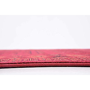 Unique Loom Tekke Collection Over-Dyed Saturated Traditional Torkaman Area Rug, 5 x 8 ft, Red/Black