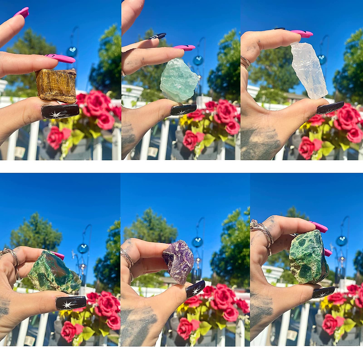 UU UNIHOM 3 lbs Bulk Rough Madagascar Stones Mix - Large 1" Natural Raw Stones Crystal for Tumbling, Cabbing, Fountain Rocks, Decoration,Polishing, Wire Wrapping, Wicca & Reiki Crystal Healing