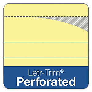 Tops Docket Writing Pads with 100 Sheets, Extra-Strong Back, 8-1/2" x 11-3/4", Perforated, Canary, Law Rule, 100 Sheets, 6 Pack (63396)