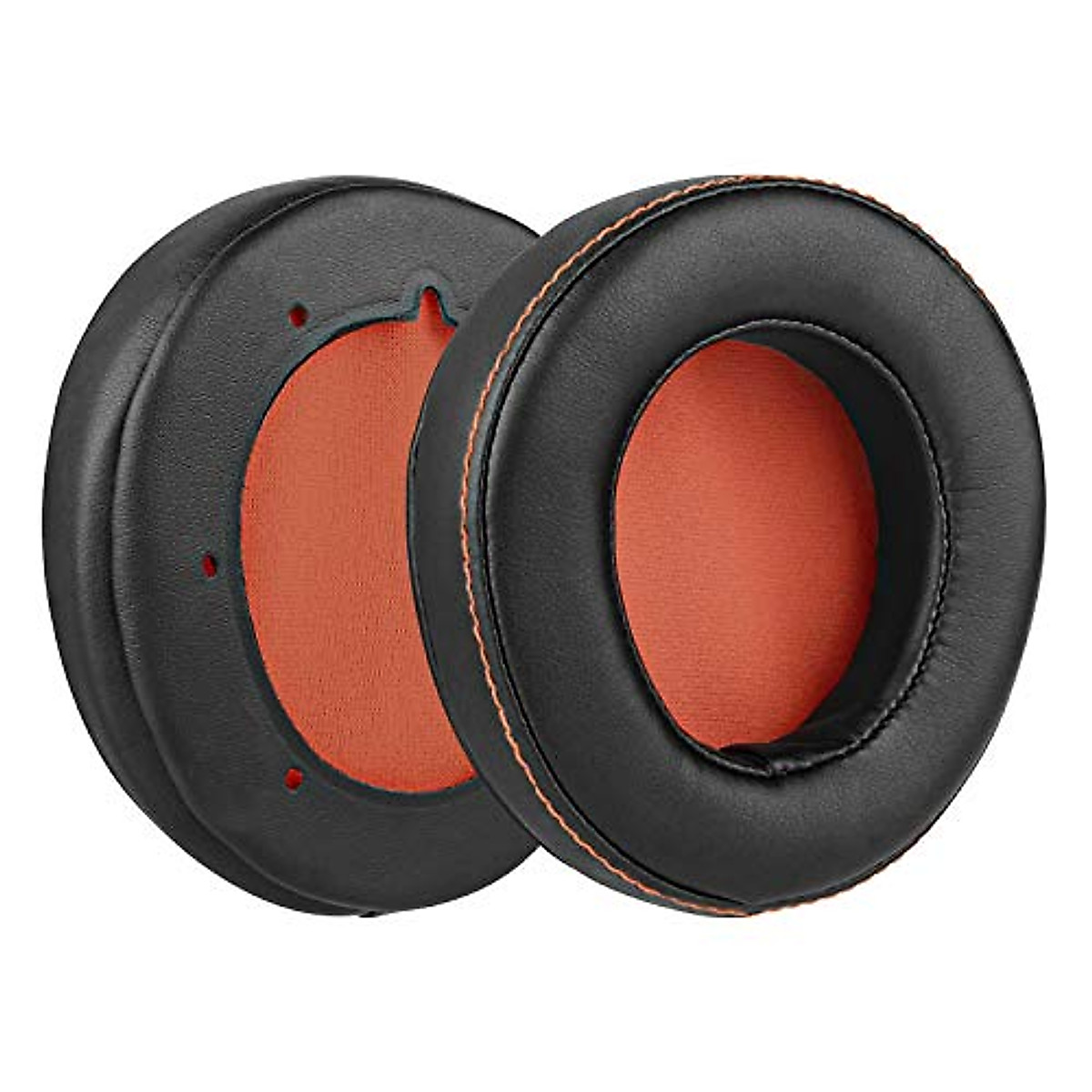 Geekria QuickFit Protein Leather Replacement Ear Pads for Steelseries 9H Headphones Earpads, Headset Ear Cushion Repair Parts (Black/Orange)