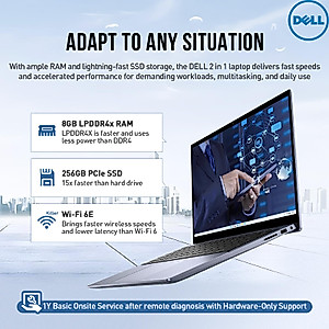 Dell Inspiron 14 2 in 1 Touchscreen Laptop, 14 Inch FHD+ Touch Screen Convertible, AMD Ryzen 5, 8GB RAM 256GB SSD, Windows 11 Pro, Lifetime Microsoft Office, Backlit Keyboard, Fingerprint Reader, HDMI