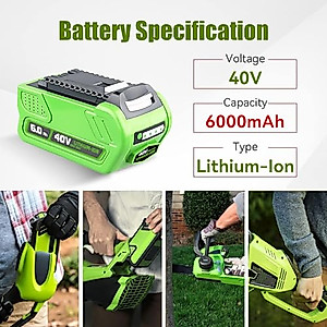 PDstation 6000mAh 40V 29462 Lithium Battery 29472 High-Output Battery Replacement for GreenWorks 40v Battery Compatible with GreenWork 40V G-MAX Power Tools 29252 20202 22262 25312 25322 20642 22272