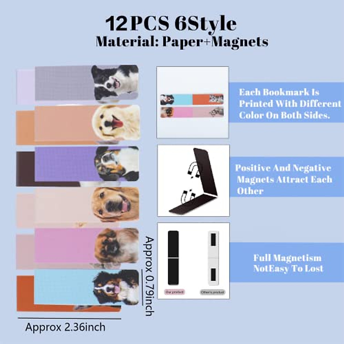12Pcs Cat and Dog Magnetic Bookmark Pet Magnetic Page Clip Cat Dog Bookmark Magnet Page Marker Assorted Pet Bookmark for Women Men Book Lover Reader Student Teacher School Home Office Reading Supplies