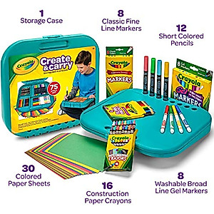 Crayola Create 'N Carry Art Set, 75 Pieces, Art Gift for Kids, Ages 5 & Up