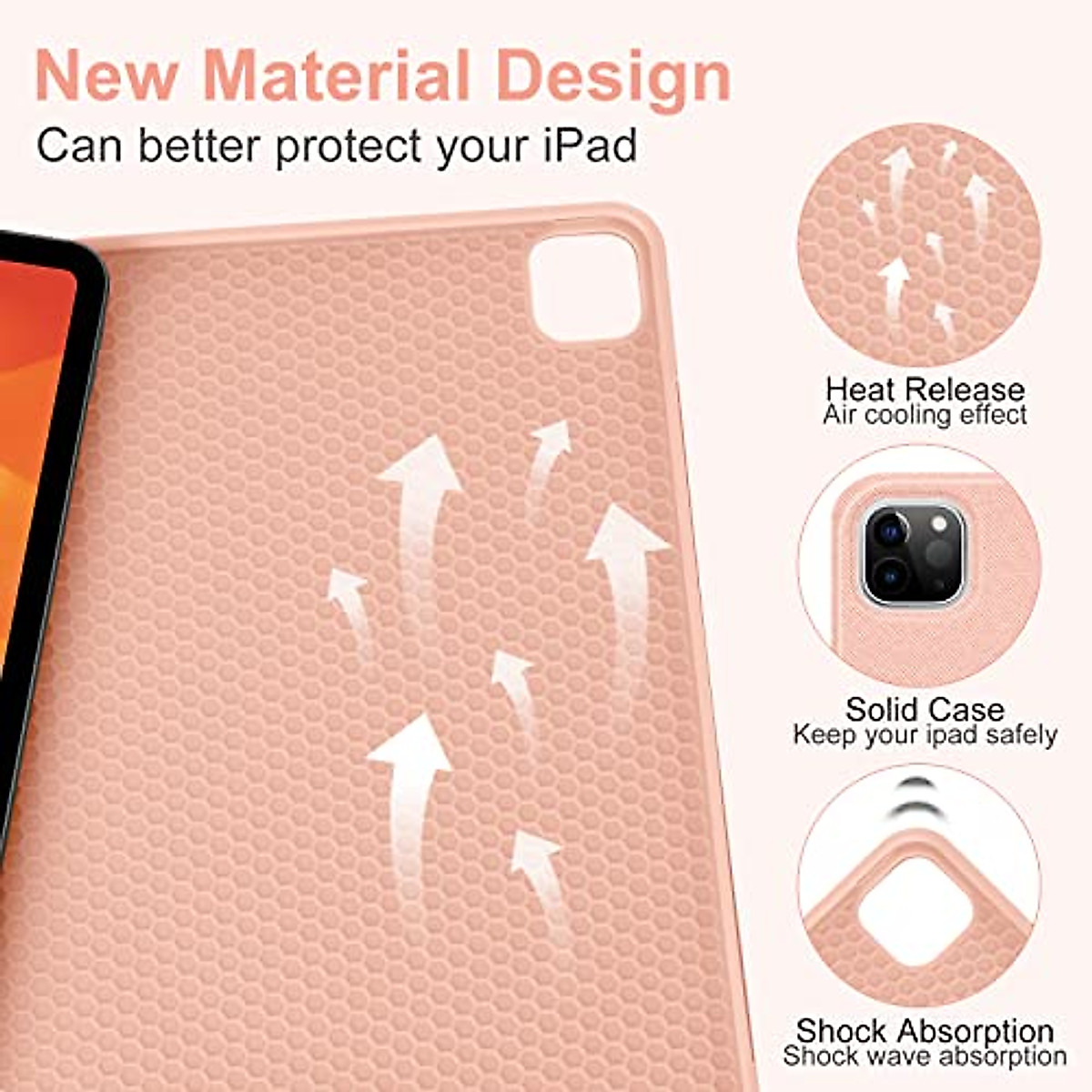 Keyboard Case for New iPad Pro 12.9 inch 2022-6th Generation / 2021-5th / 2020-4th / 2018-3rd Gen, Smart Magic Keyboard - Wireless Detachable - with Pencil Holder -iPad Pro 12.9 Case with Keyboard