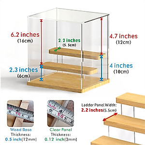 ZzHobbiEs Clear Display Case with Openable Door & Ladder, 3 Tiers Panoramic Display Dustproof Protection for Collectibles, Action Figures, Mini Figurines(3 Tier(Ladder): 8.6x7/ H9.2 in)